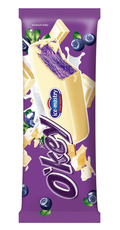 OKEY o smaku jagodowym w białej polewie czekoladowej Producent lodów ...